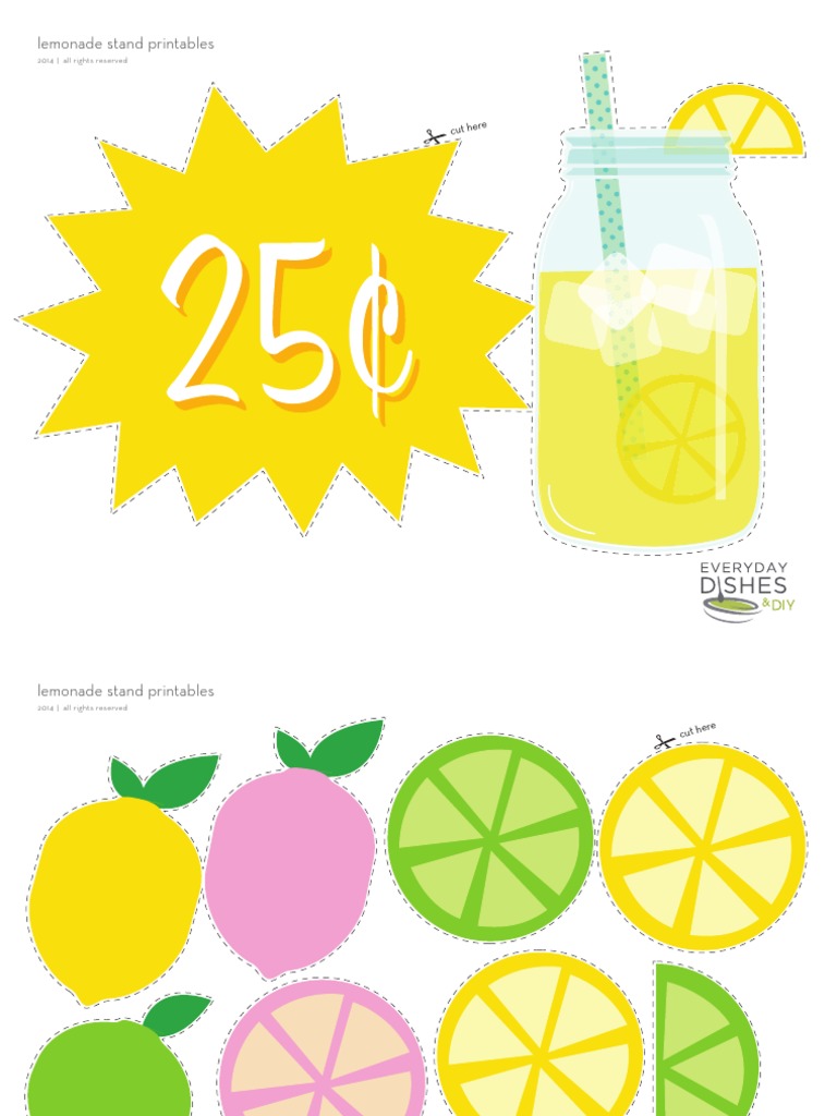 Lemonade Stand Printables: Cut Here | PDF