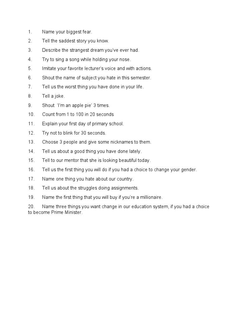 Dare Questions | PDF