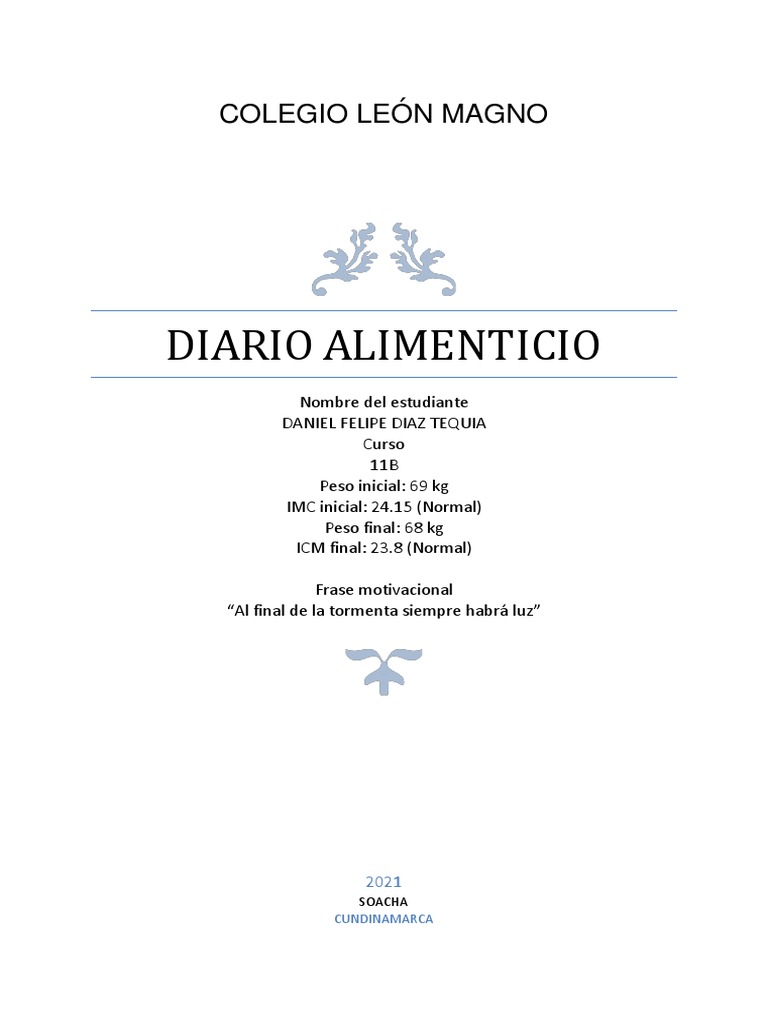Diario Alimenticio | PDF | Almuerzo | Alimentos