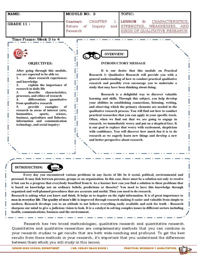 Qualitative Research Essentials for Grade 11 | PDF | Qualitative ...