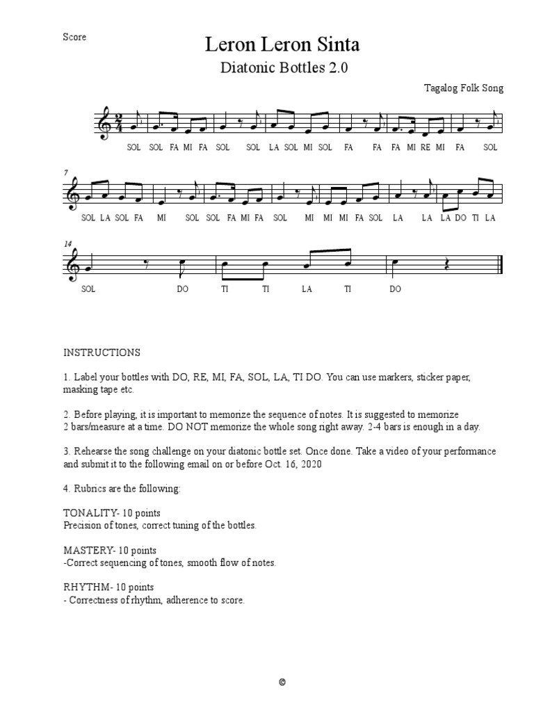 Leron Leron Diatonic Bottle Challenge | PDF