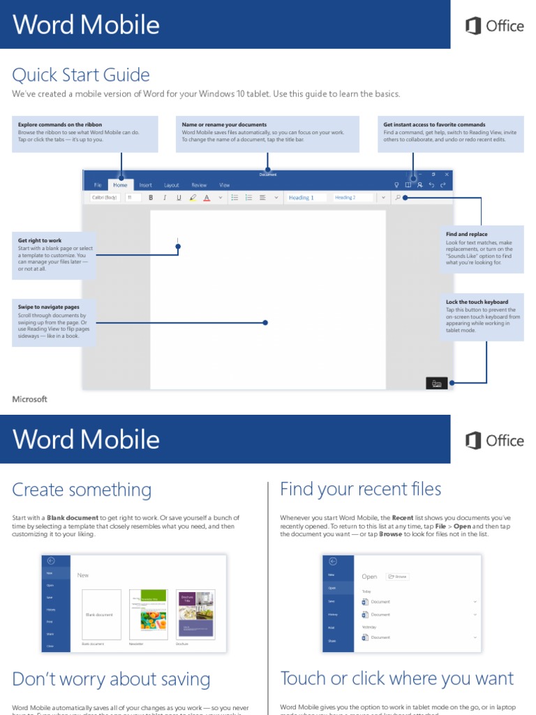 Microsoft Word Mobile Quick Start Guide | PDF | Computer Architecture ...