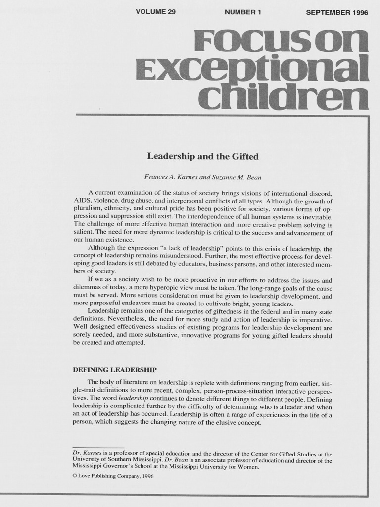 Leadership and The Gifted | PDF | Leadership | Intellectual Giftedness