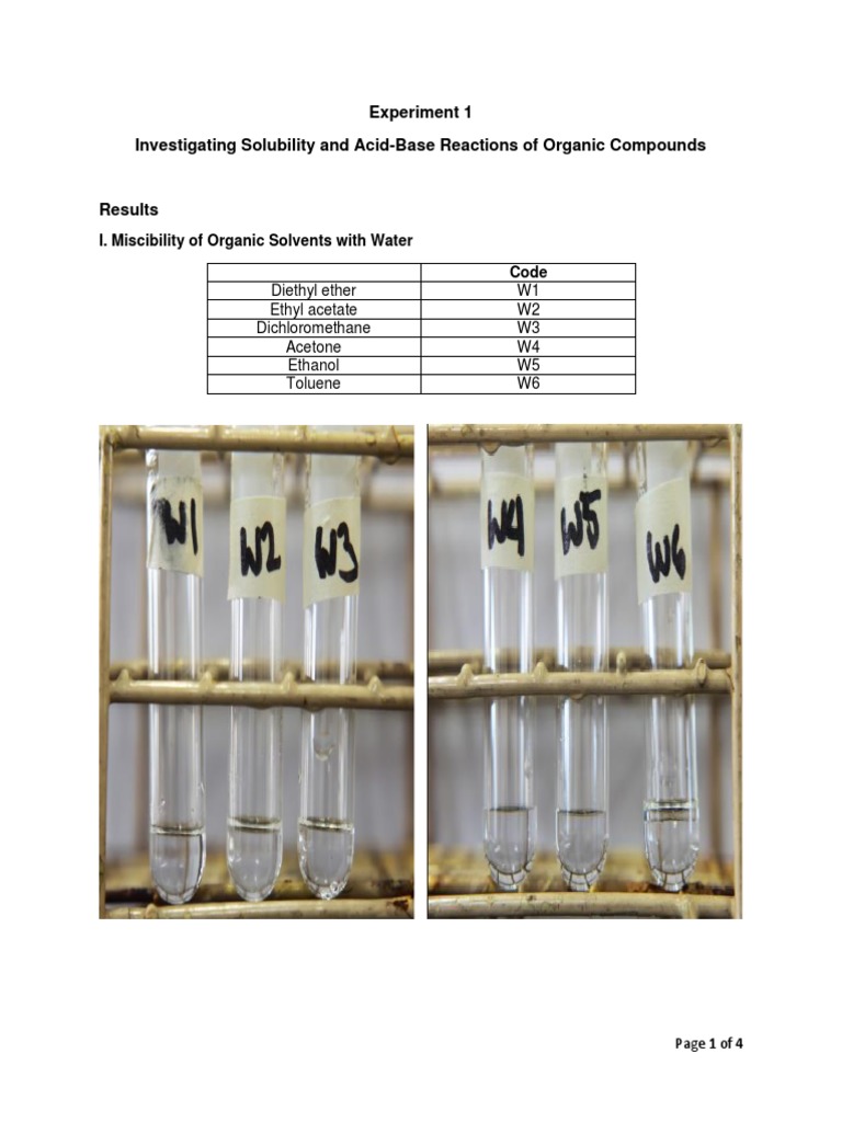 Results Solubility Experiment | PDF | Home & Garden | Technology ...