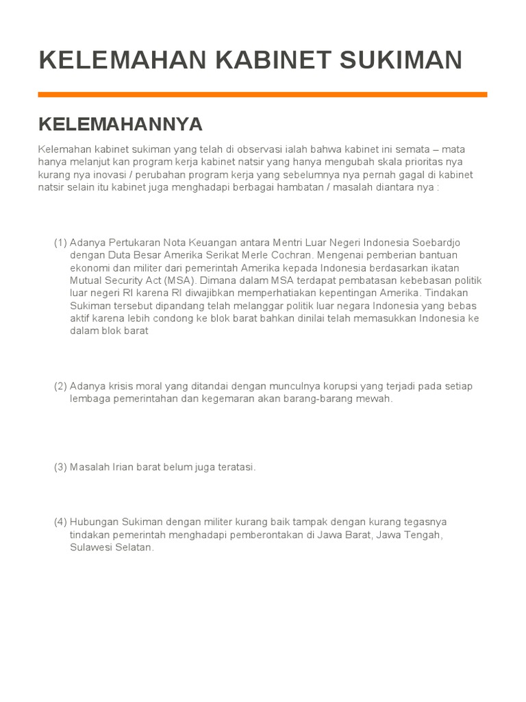 Kelemahan Kabinet Sukiman | PDF | Ilmu Sosial | Hukum