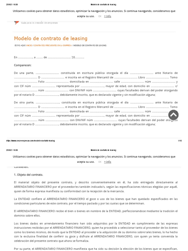 Modelo de Contrato de Leasing | PDF | Arrendamiento | Propiedad