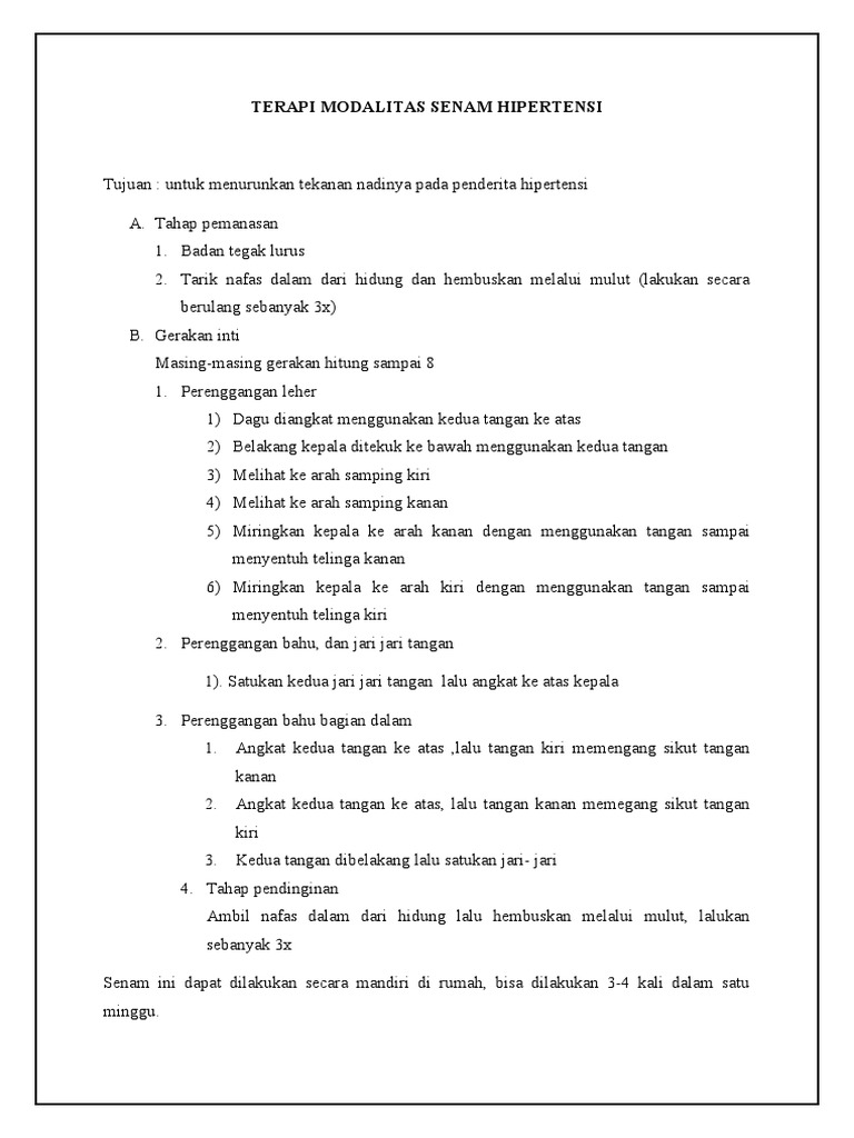 Terapi Modalitas Senam Hipertensi | PDF | Kesehatan Holistik