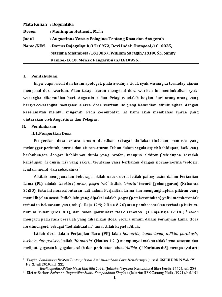 Makalah Kelompok 3 Dosa Dan Anugerah Fix | PDF