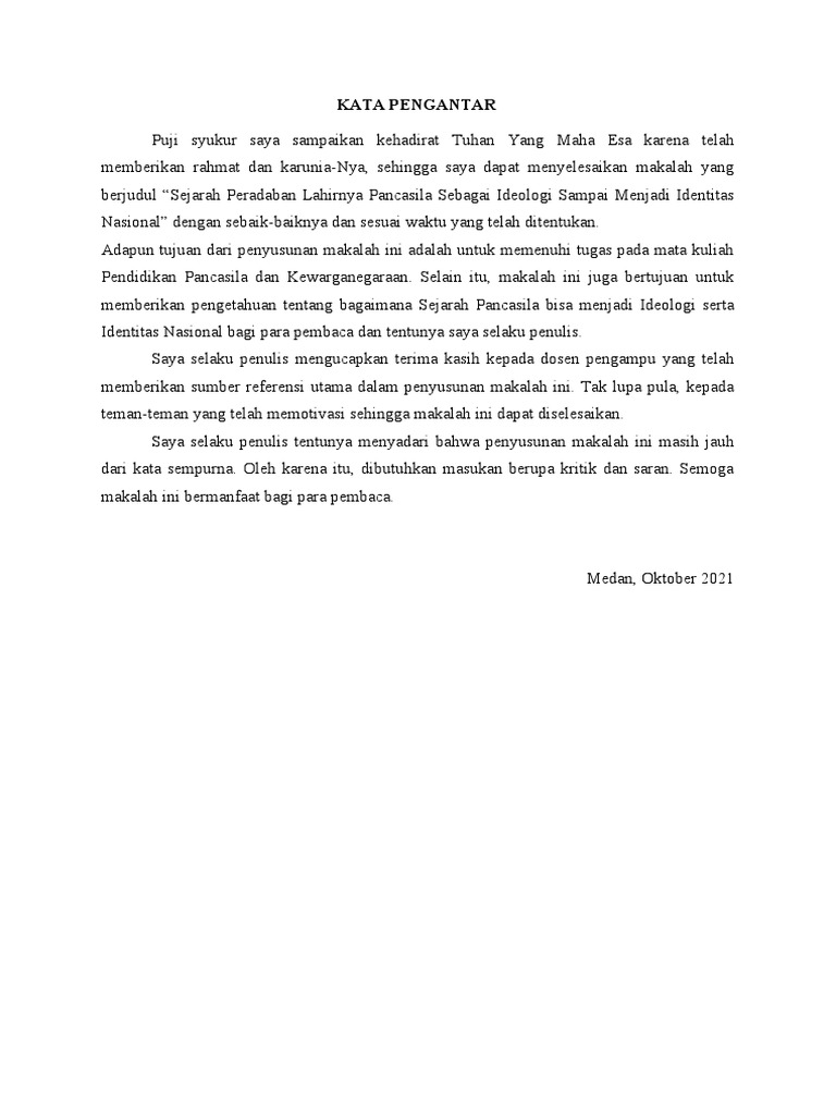 Kata Pengantar UTS PPKN | PDF