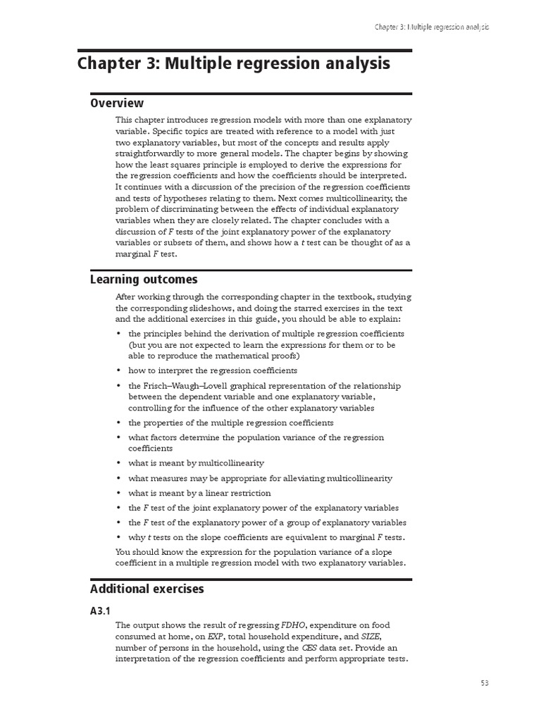 Chapter 3: Multiple Regression Analysis | PDF | Multicollinearity | Regression Analysis