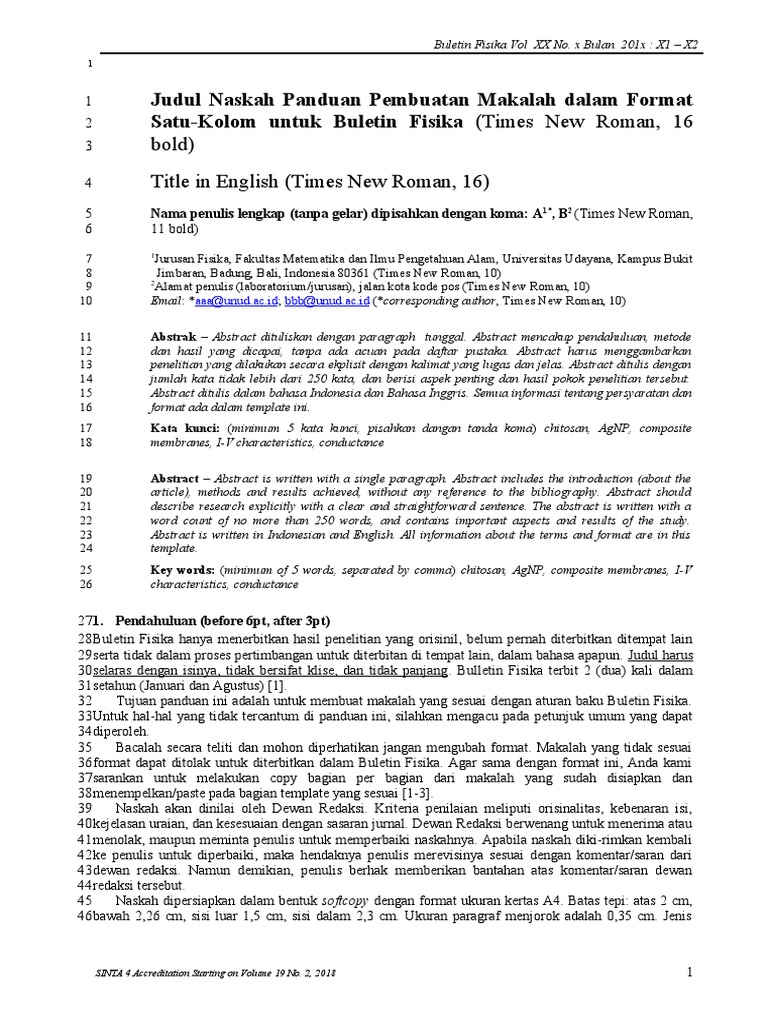 Template Buletin Fisika-New (1 Kolom) - 1-1-Cek-4 | PDF