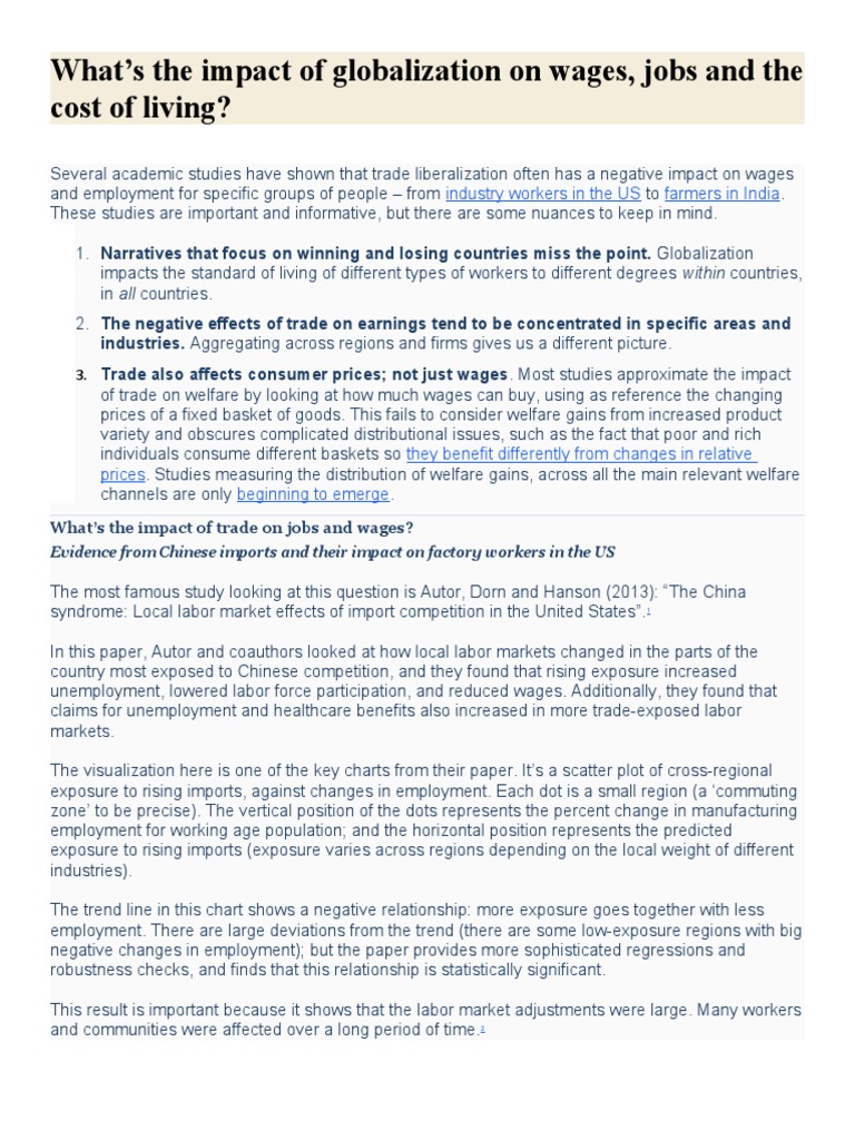 What's The Impact of Globalization On Wages, Jobs and The Cost of ...