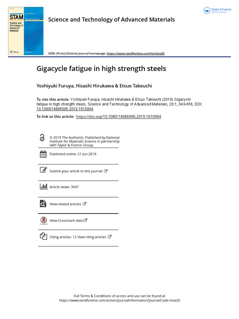 Gigacycle Fatigue in High Strength Steels | PDF | Fatigue (Material ...