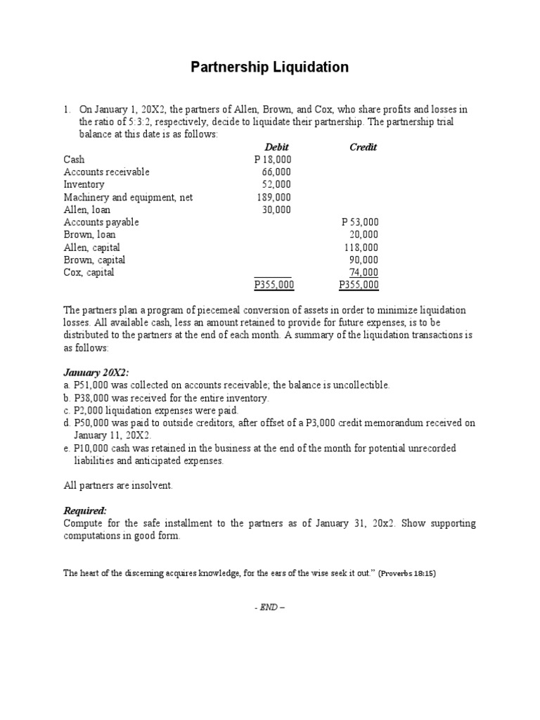 Chapter 4 - Partnership Liquidation | PDF | Accounting | Money Chapter 4 - Partnership Liquidation | PDF | Accounting | Money
