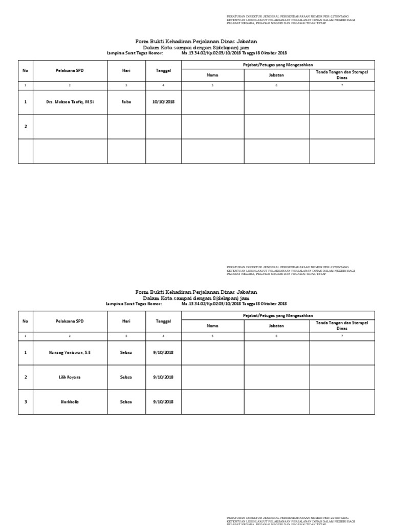 Form Bukti Kehadiran | PDF