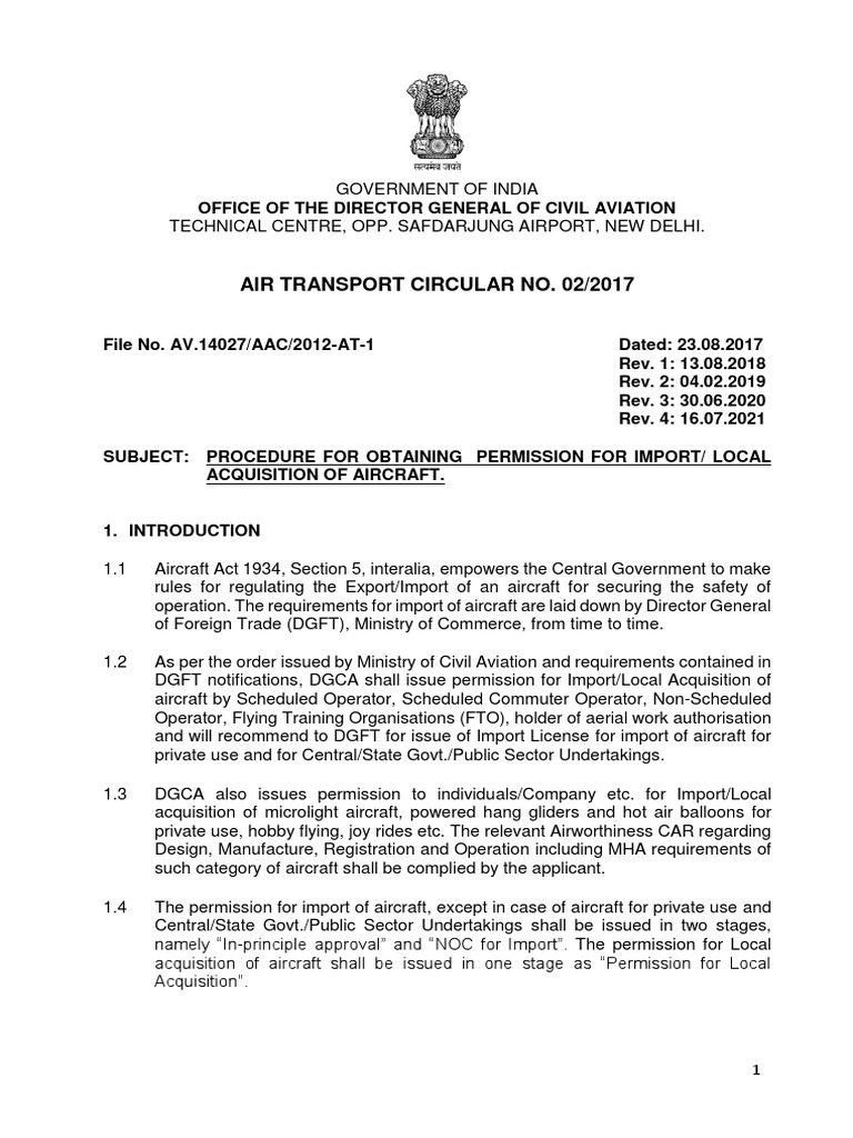 Air Transport Circular No. 02/2017 | PDF | Aircraft | Aviation