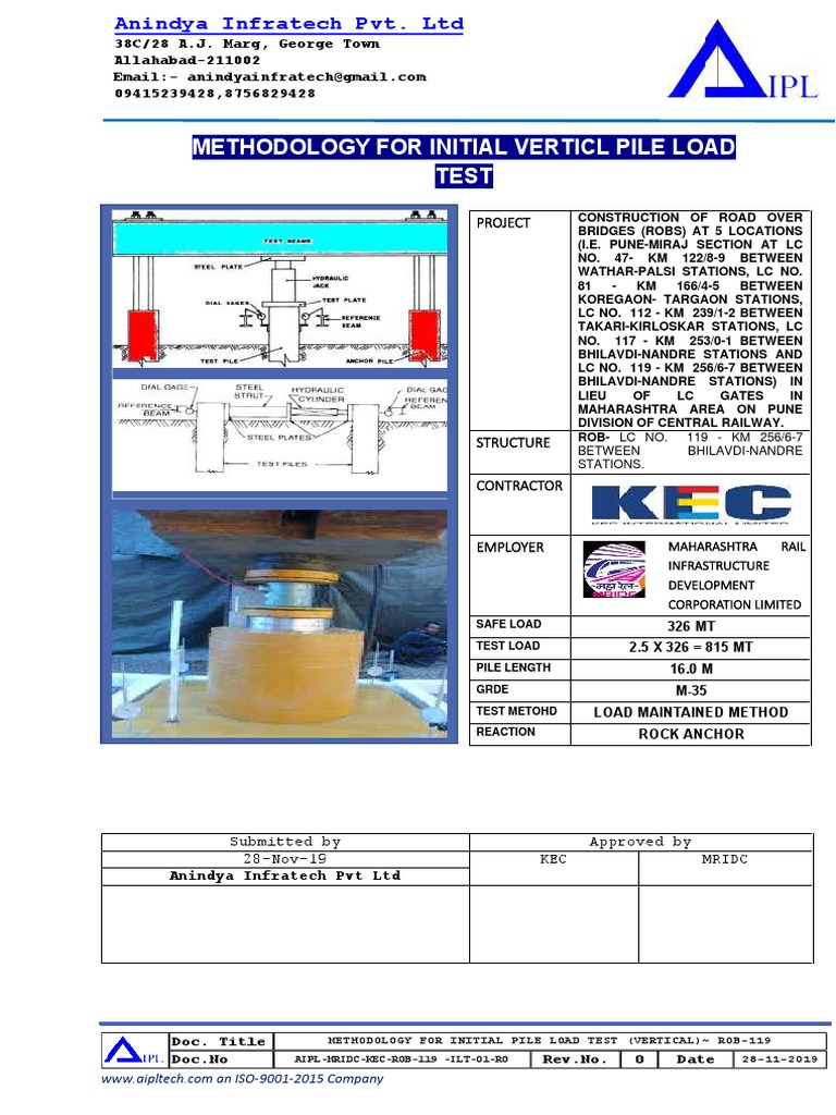 METHODOLOGY FOR INITIAL PILE LOAD TEST | PDF | Deep Foundation ...