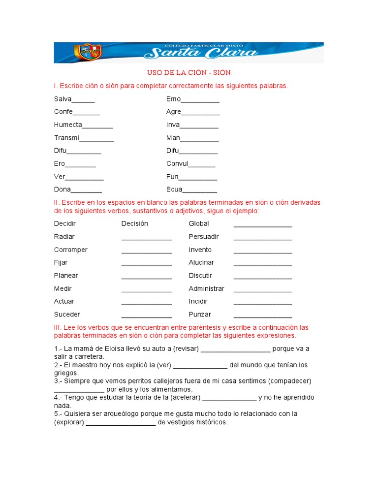 Uso de La Sión y Ción | PDF | Estudios de idiomas extranjeros ...