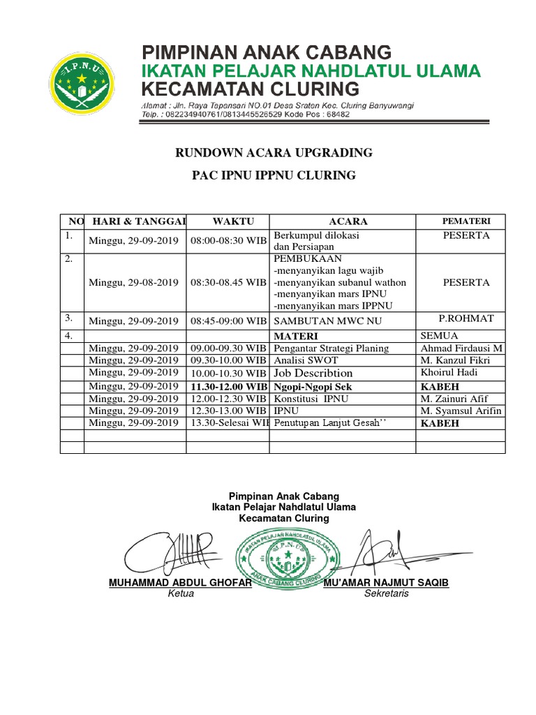 (Rev) Rundown Acara Upgrading | PDF