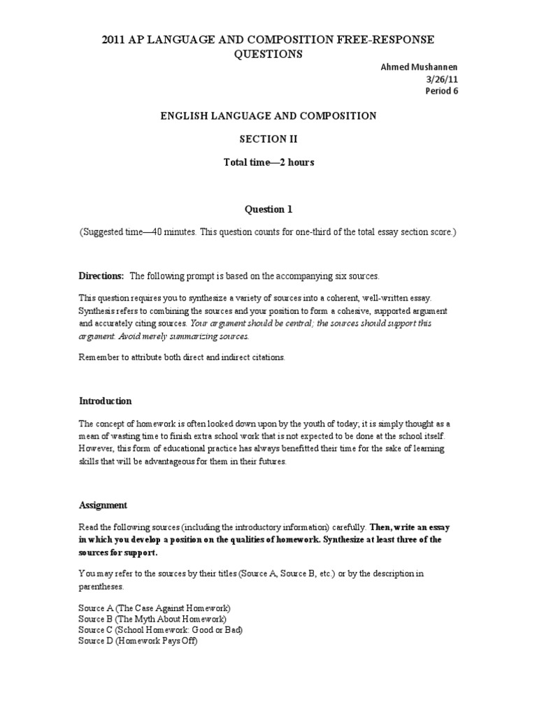 English Language and Composition | PDF | Homework