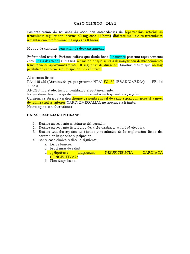Caso Clinico-U1-M4-T1 Cardiologia | PDF