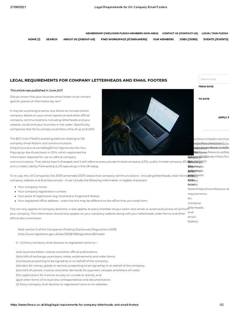 Legal Requirements For UK Company Email Footers | PDF | Limited ...