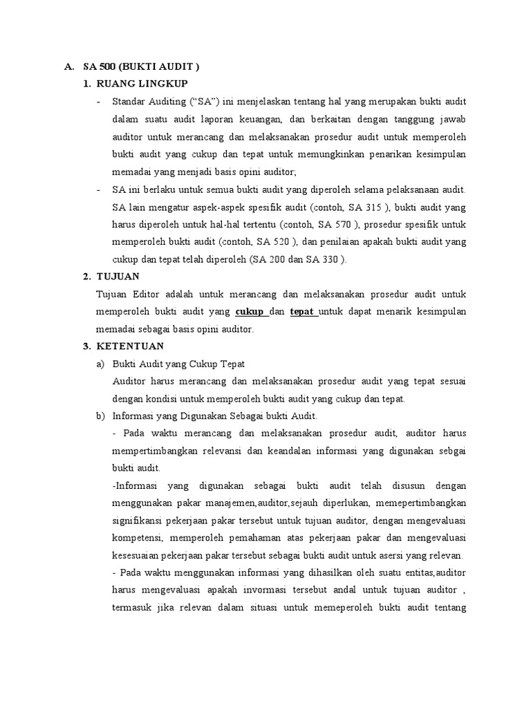 5 Ringkasan SA 500 580 Dan Bab 5 Kelompok IV | PDF | Bisnis | Pengelolaan Keuangan & Uang