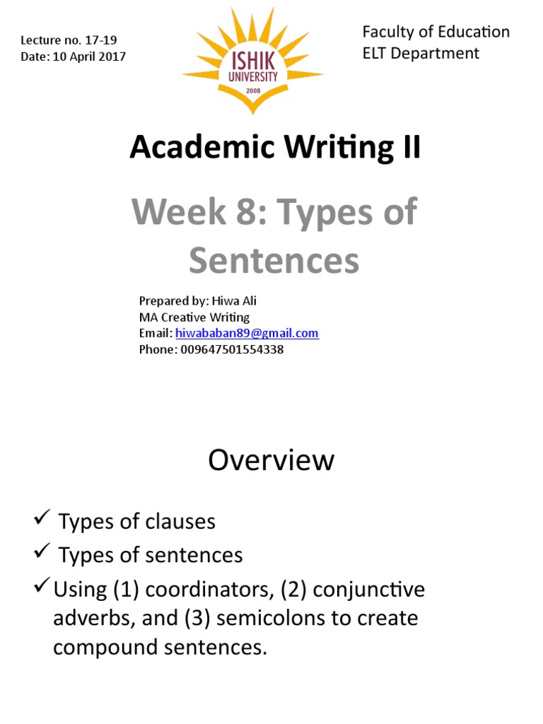Types of Sentences in Academic Writing | PDF | Sentence (Linguistics ...