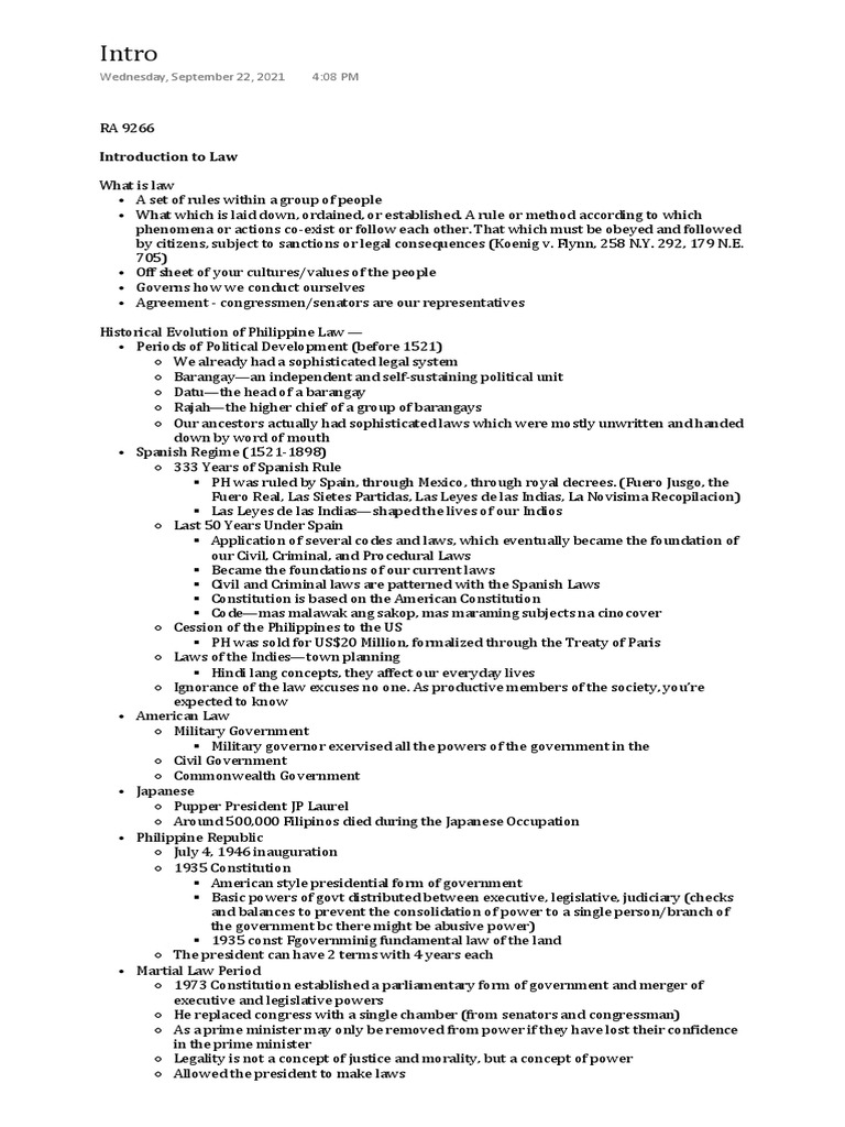 Arch 57 Intro To Law Notes | PDF