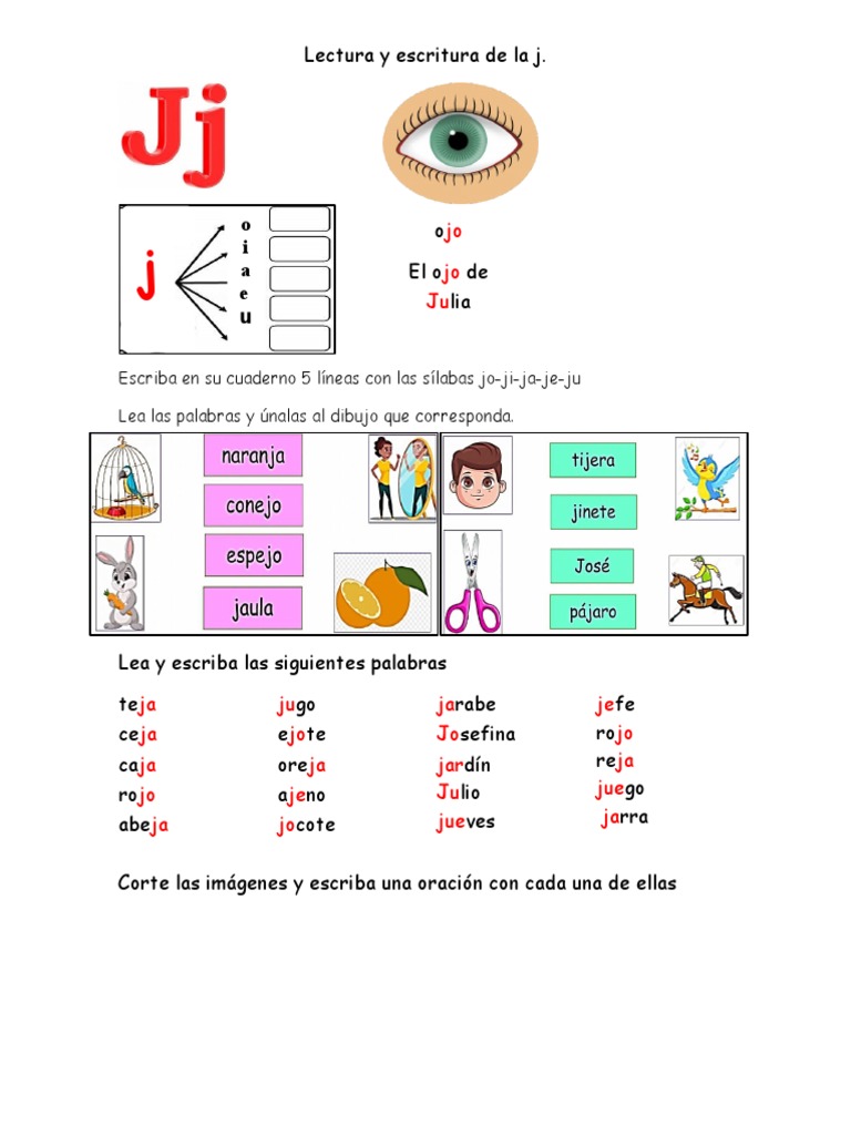 Actividades de lectoescritura con la J | PDF