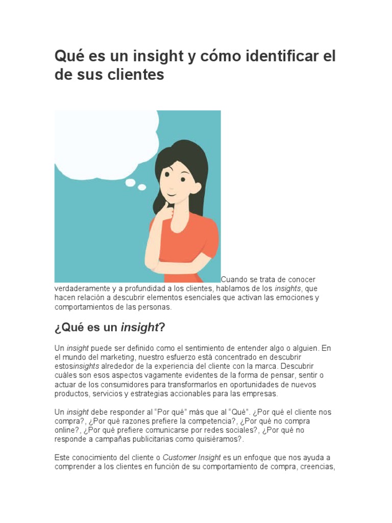 Qué Es Un Insight y Cómo Identificar El de Sus Clientes | PDF ...