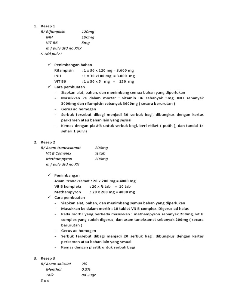 Contoh Perhitungan Resep | PDF