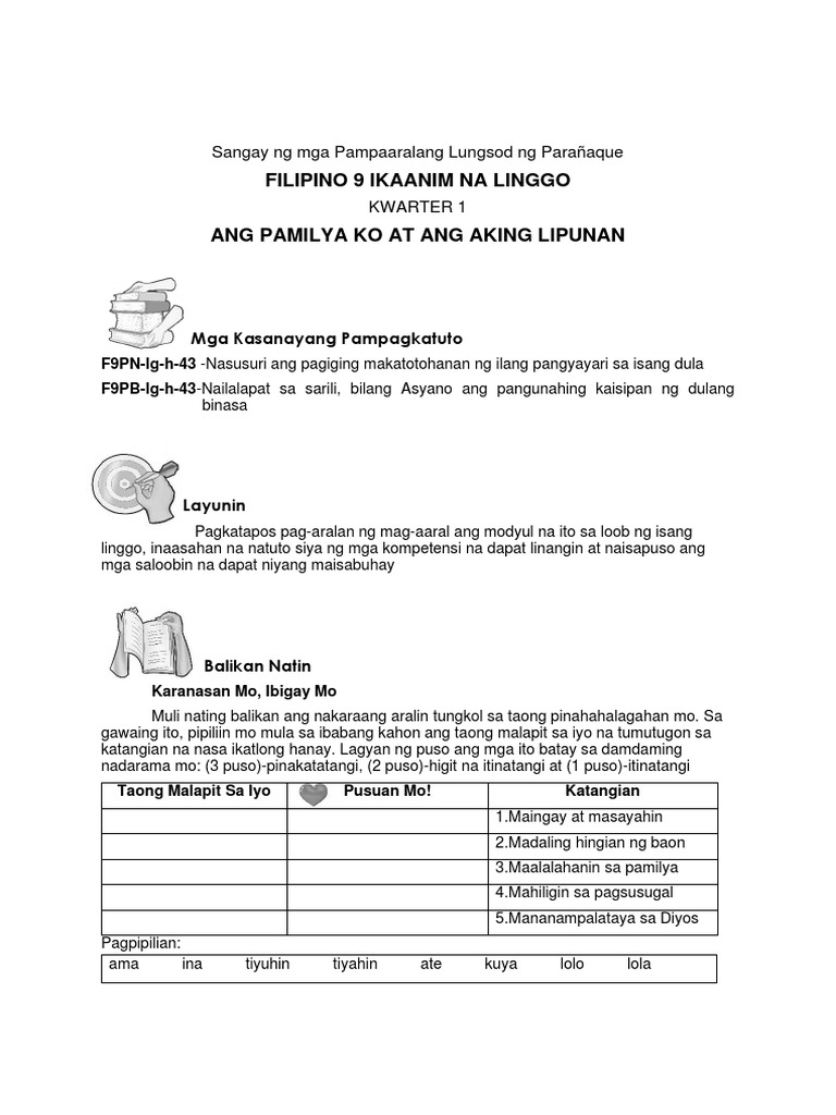 Filipino - Q1, Week 6 - Module1 - Grade9 PDF | PDF