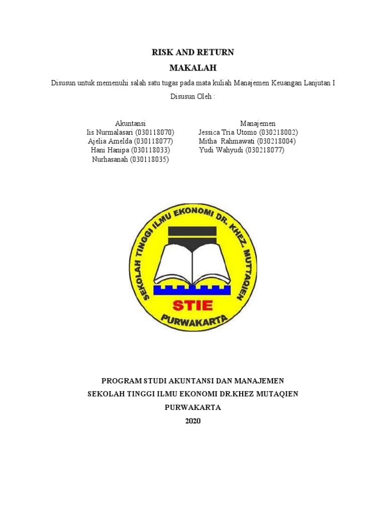 Makalah Risk and Return Edit-2 | PDF | Pengelolaan Keuangan & Uang