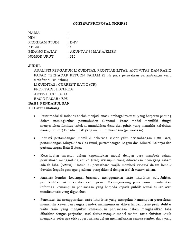 Outline Proposal Skripsi 2 | PDF