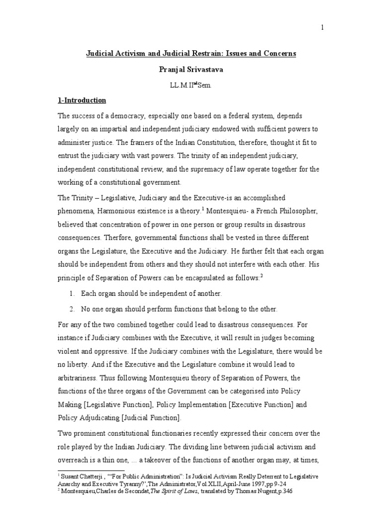Judicial Activism vs. Restraint Issues | PDF | Judiciaries | Supreme ...