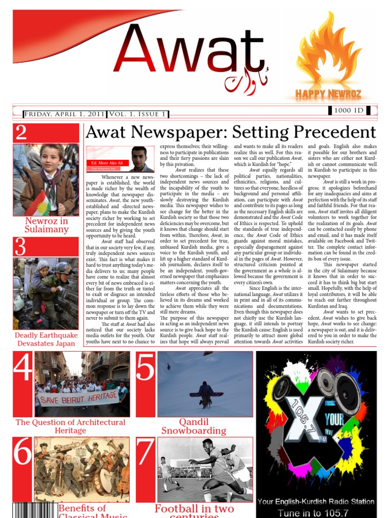 Awat Newspaper, Issue # 1 | PDF