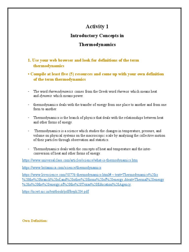 Thermodynamics Intro & Glossary | PDF | Heat | Temperature