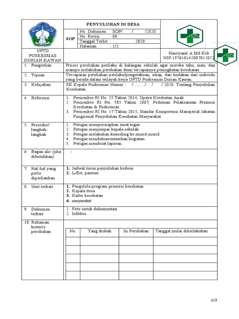 SOP Penyuluhan Di Desa | PDF