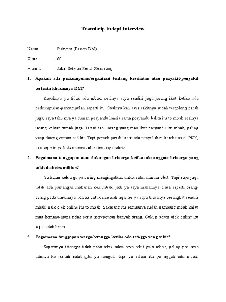 Transkrip Indept Interview Ibu Suliyem | PDF