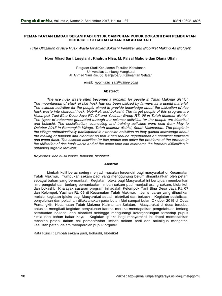 Pemanfaatan Limbah Sekam Padi Untuk Camp 0e795ee6 | PDF