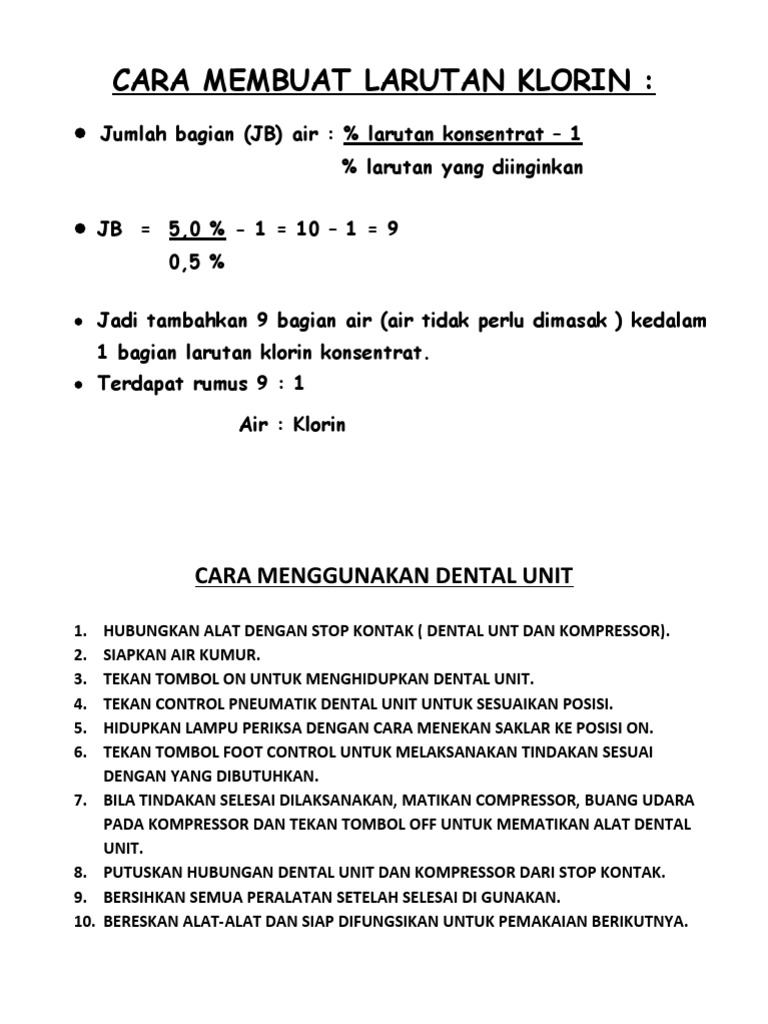 CARA MEMBUAT LARUTAN KLORIN Athia | PDF
