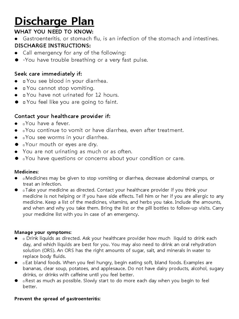 Discharge Plan: What You Need To Know: Discharge Instructions | PDF ...