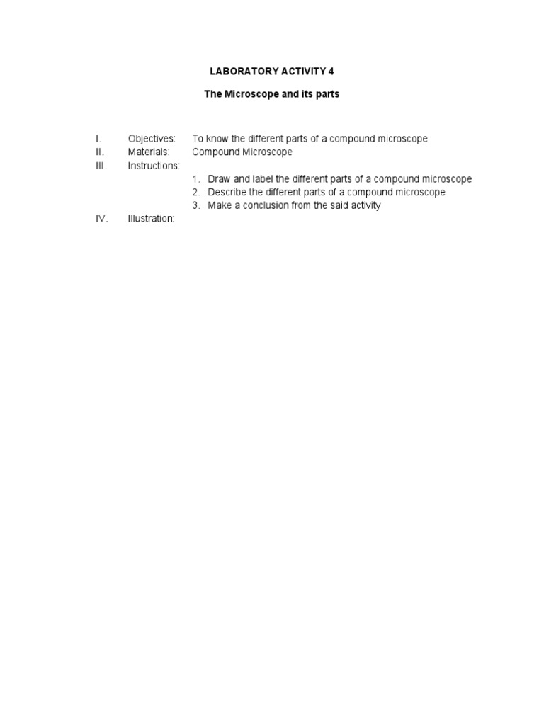 Laboratory Activity 4 The Microscope and Its Parts | PDF | Computers ...