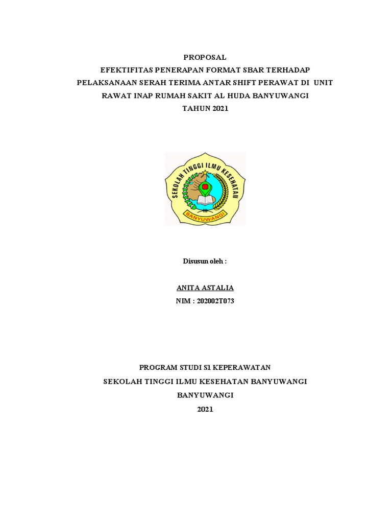 Contoh Cover Proposal Penelitian Keperawatan | PDF