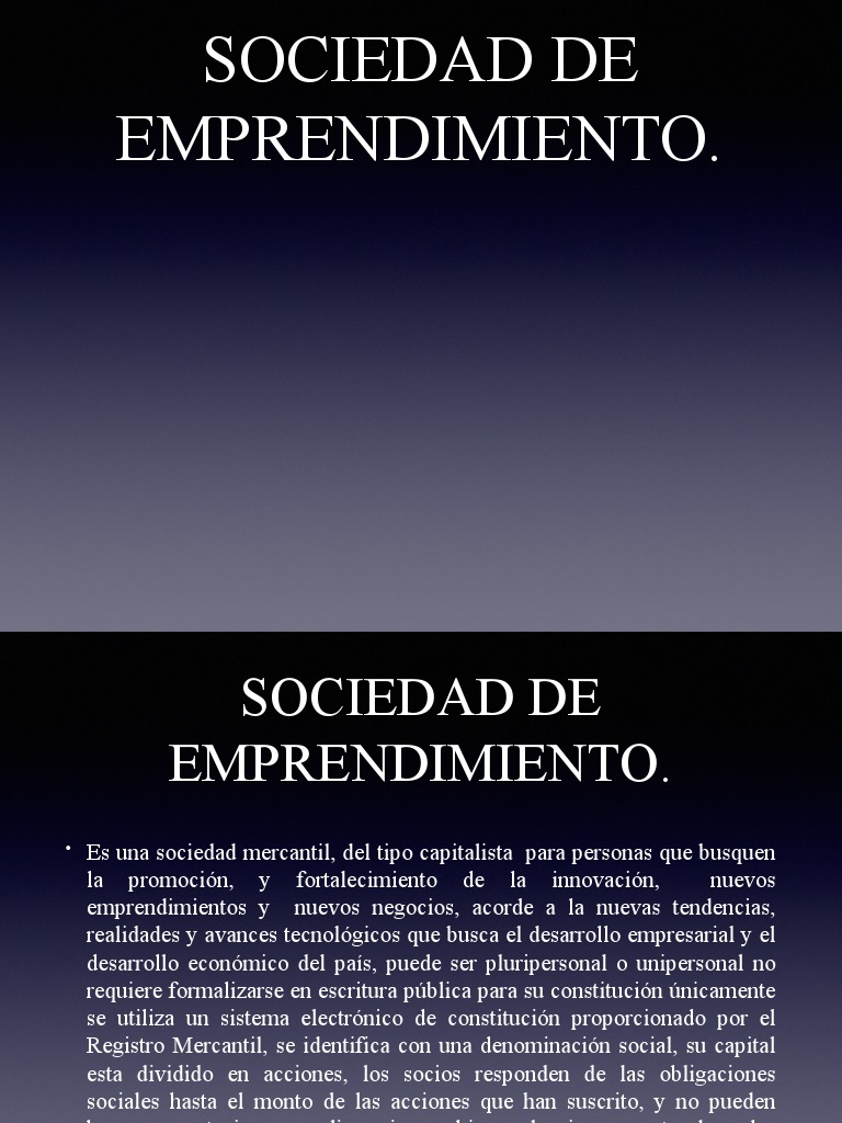 Sociedad de Emprendimiento. | PDF | Iniciativa empresarial | Sociedad de responsabilidad limitada