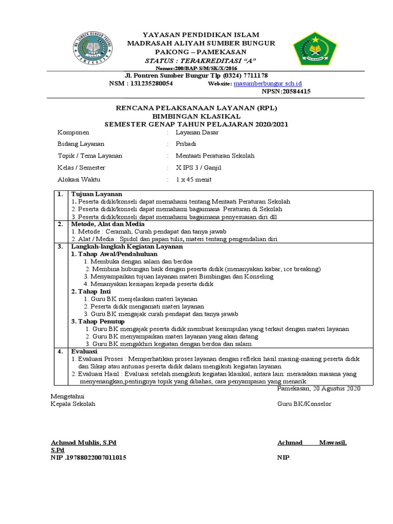 RPL BK X Ips 3 Mentaati Peraturan Sekolah | PDF