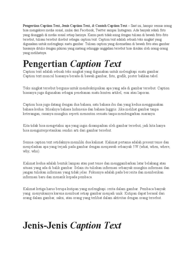 Jenis Dan Ciri Caption | PDF