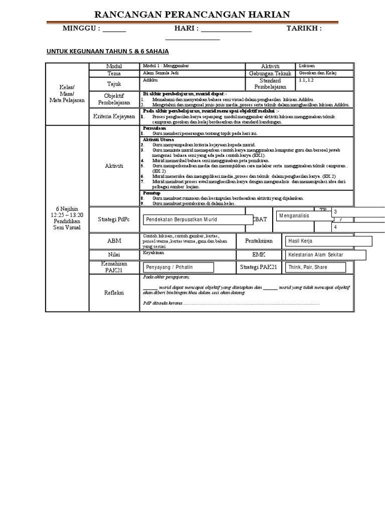 Contoh RPH PSV 2020 | PDF