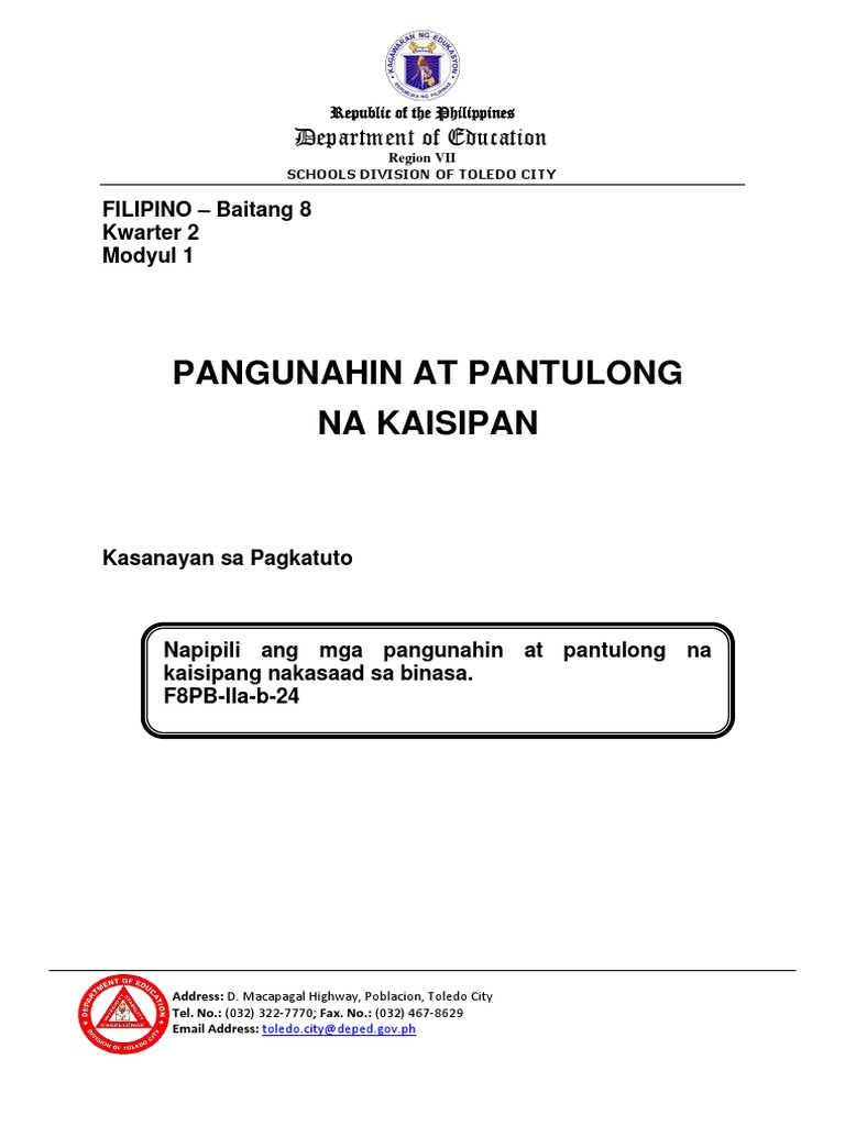 Filipino 8 Q2 Module 1 | PDF